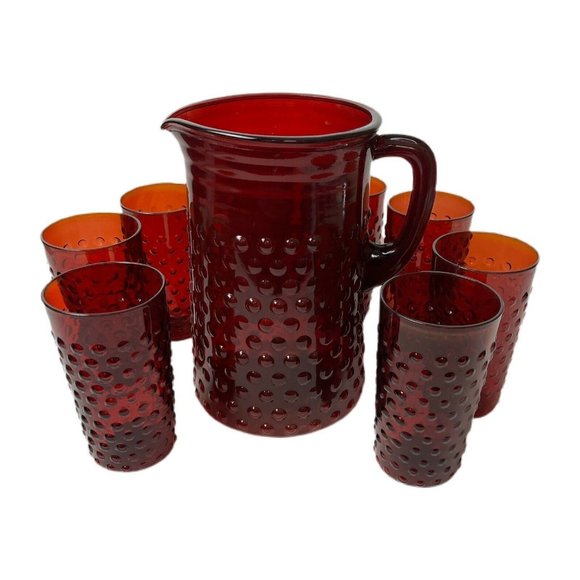 Anchor Hocking | Dining | Anchor Hocking Ruby Red Hobnail Pitcher 8 ...